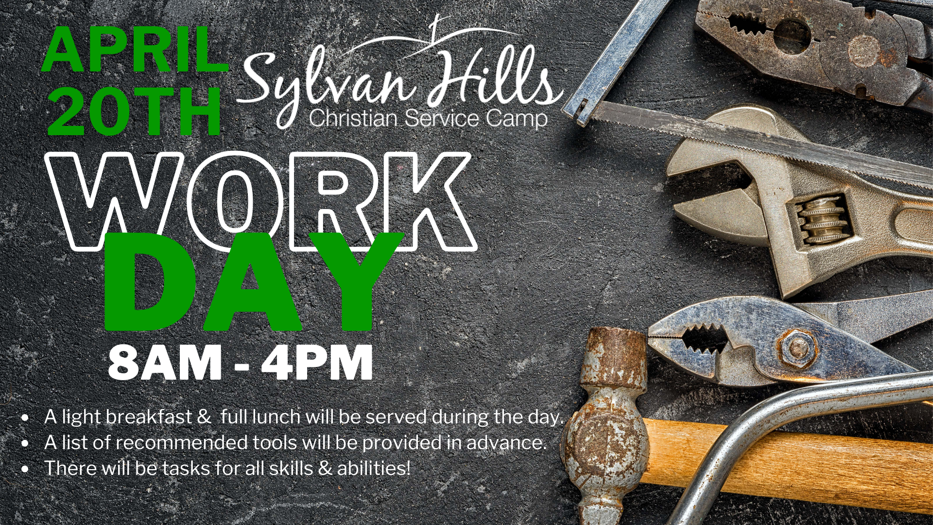 April 20, 2024 Work Day – Sylvan Hills Christian Service Camp